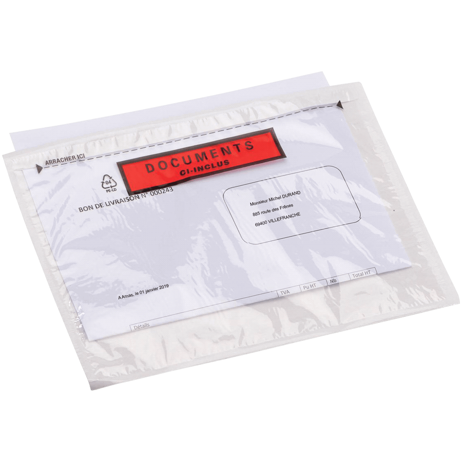 Pochette porte-documents adhésive "Documents ci-inclus" 22,5X12,5 cm ...